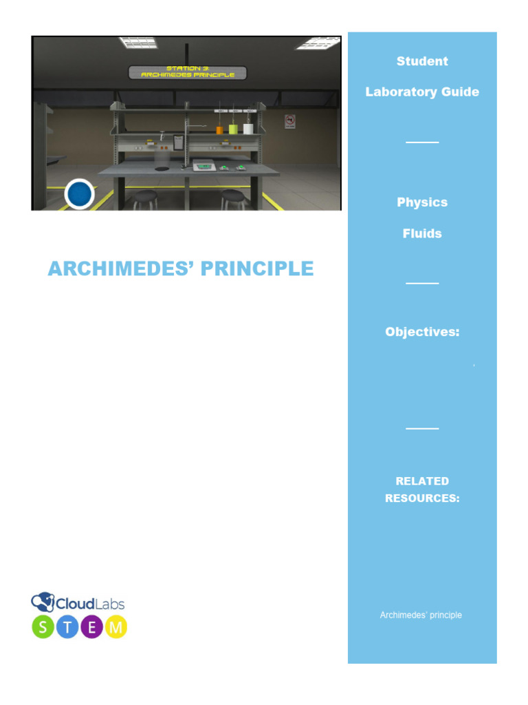 Archimedes' Principle - Lab Plan | PDF | Buoyancy | Weighing Scale