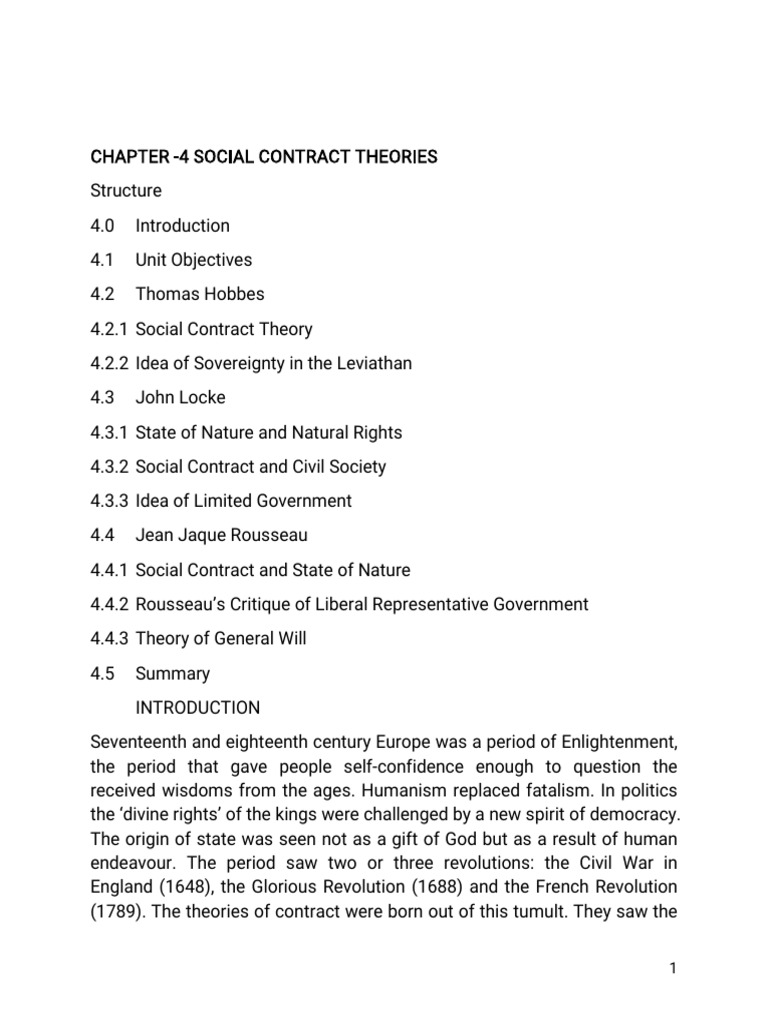 Social Contract Theories: Hobbes, Locke, Rousseau | PDF | Natural Law ...