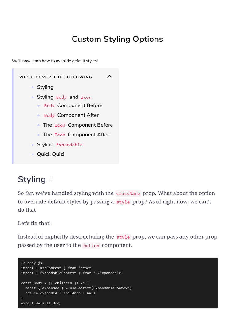 Customizing React Component Styles | PDF | Computer Programming | Software Engineering