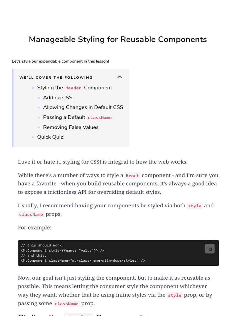 React Component Styling Guide | PDF | Java Script | Software Development