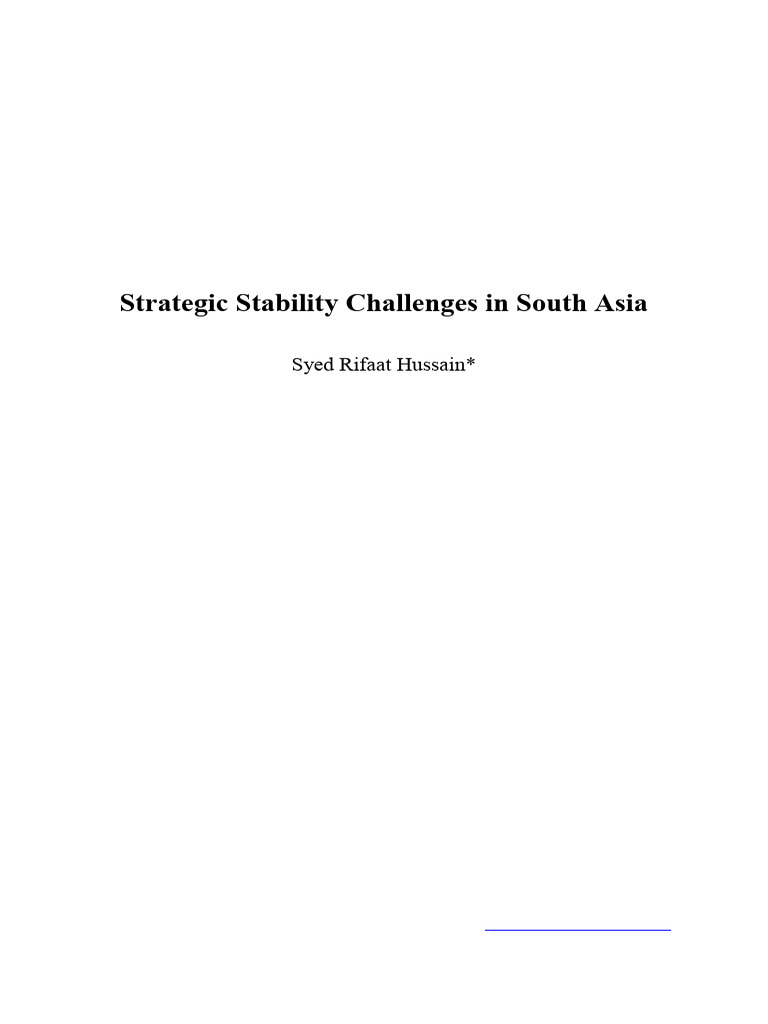 South Asia's Nuclear Strategic Stability Challenges | PDF | Deterrence ...