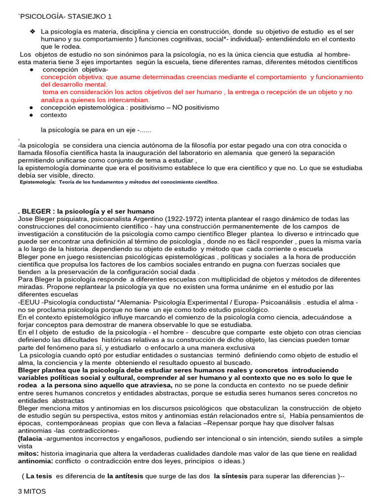 Mi Resumen Psicologia 1 | PDF | Sicología | Psicoanálisis