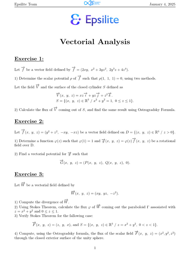 Analyse 3 - Vectorial Analysis | PDF | Vector Calculus | Mathematical ...