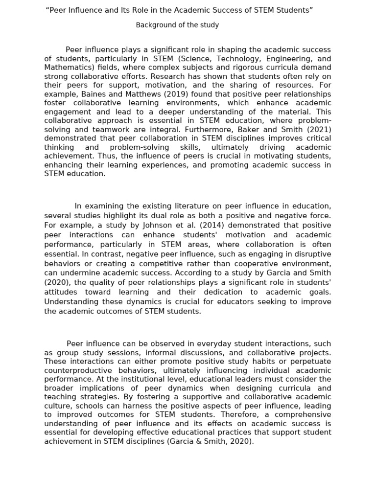 Peer Influence Plays A Significant Role in Shaping The Academic Success ...