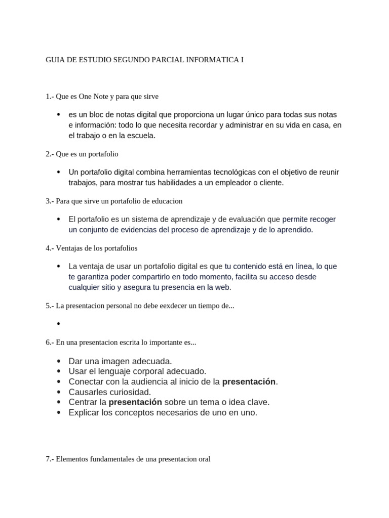 Guia de Estudio Segundo Parcial Informatica | PDF | Microsoft Excel | Infografia