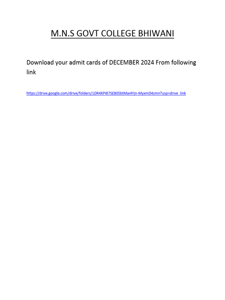 M.N.S College Dec 2024 Admit Cards | PDF