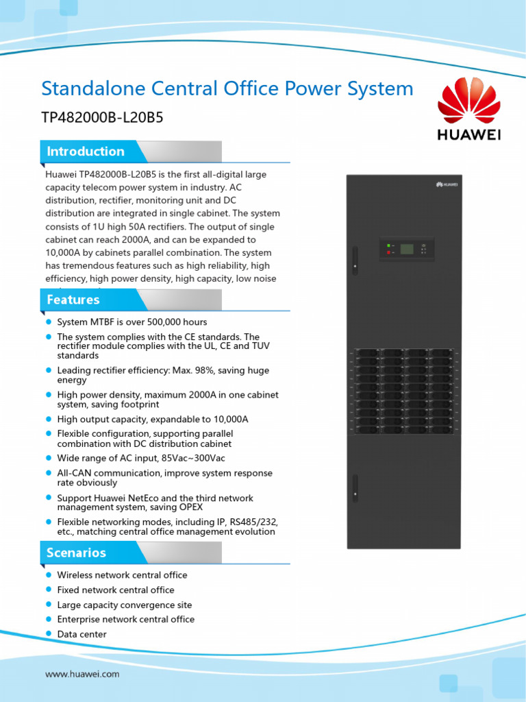 Standalone CO Power System TP482000B-L20B5 Datasheet | PDF | Rectifier | Electrical Engineering