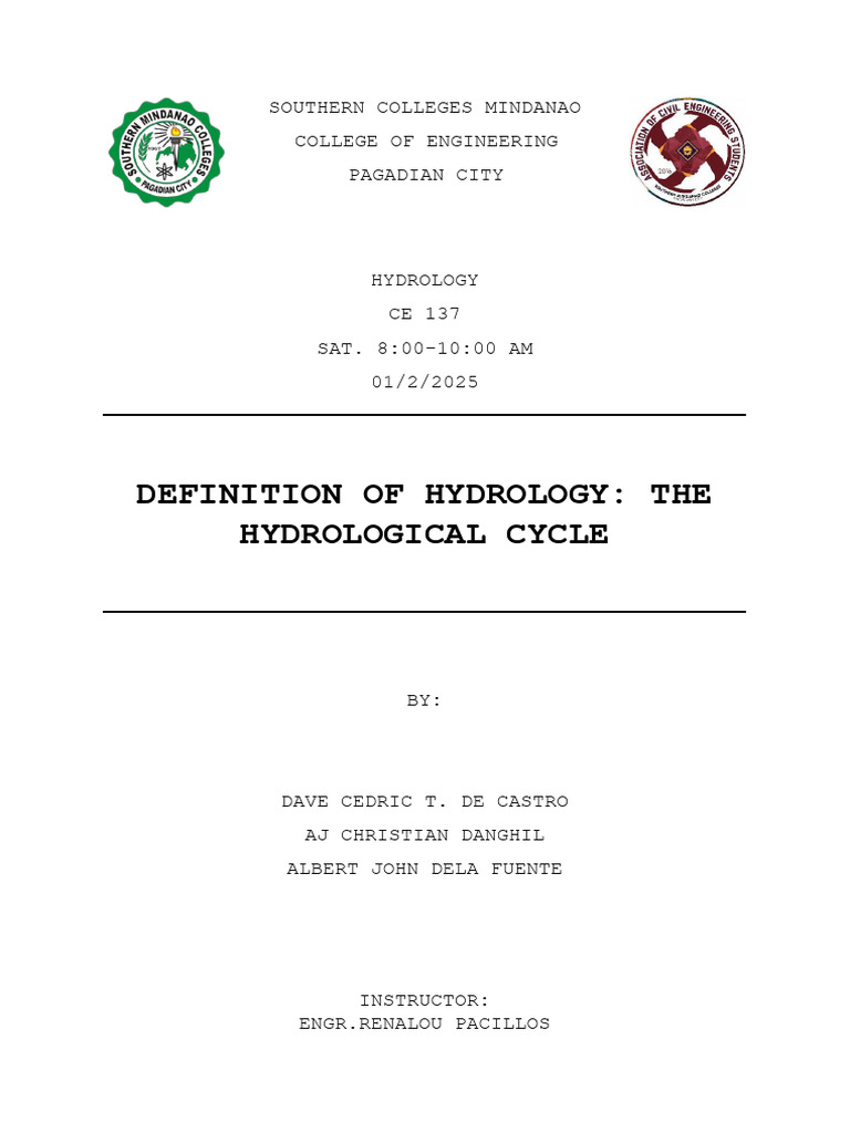 Group 1 Definition of Hydrology The Hydrological Cycle | PDF | Hydrology | Water Cycle