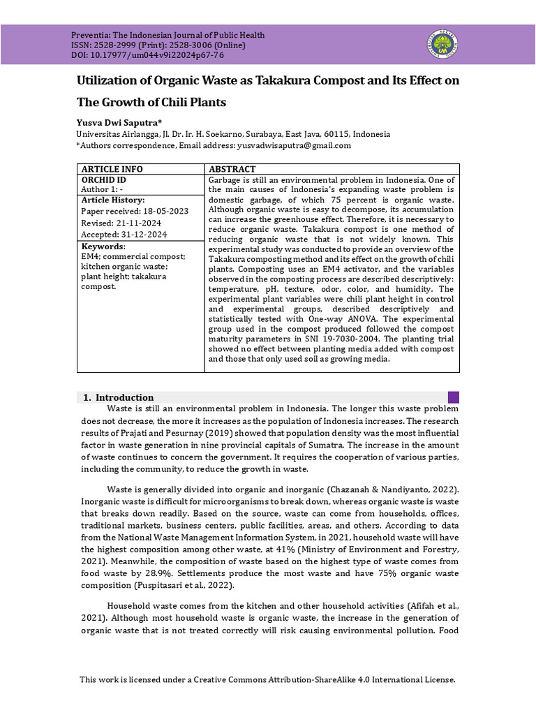 2024utilization of Organic Waste As Takakura Compost A | PDF | Compost | Decomposition