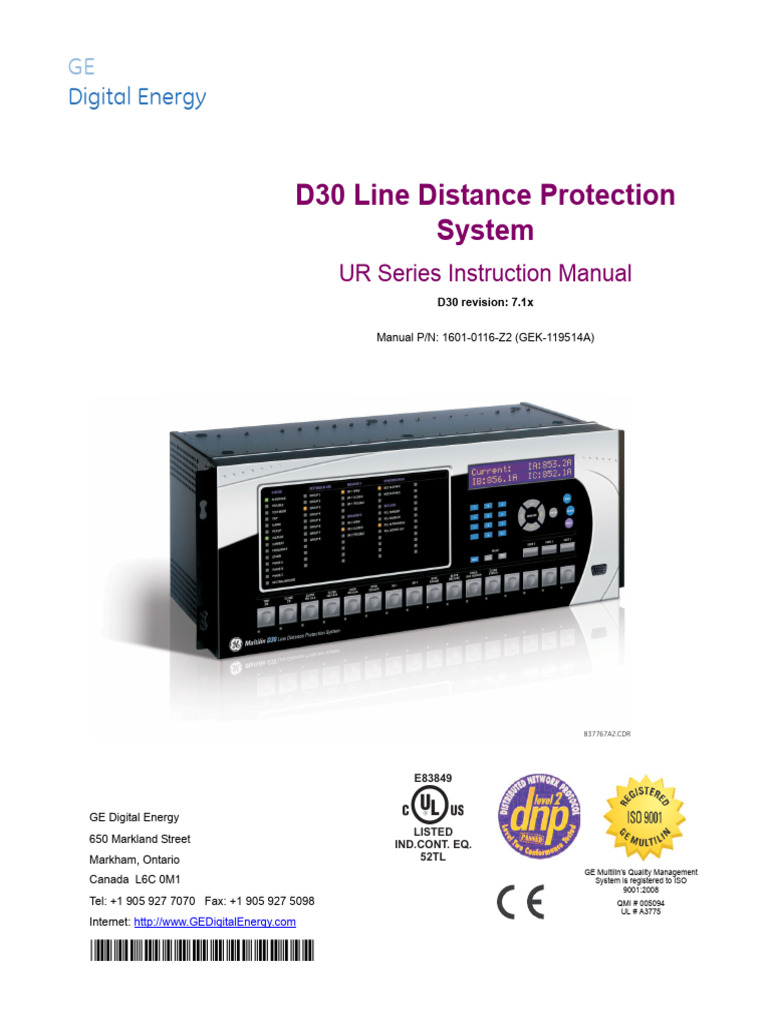 D30 Line Distance Protection System: Digital Energy | PDF | Electrical ...
