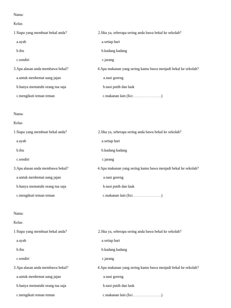 Kuesioner Amel | PDF