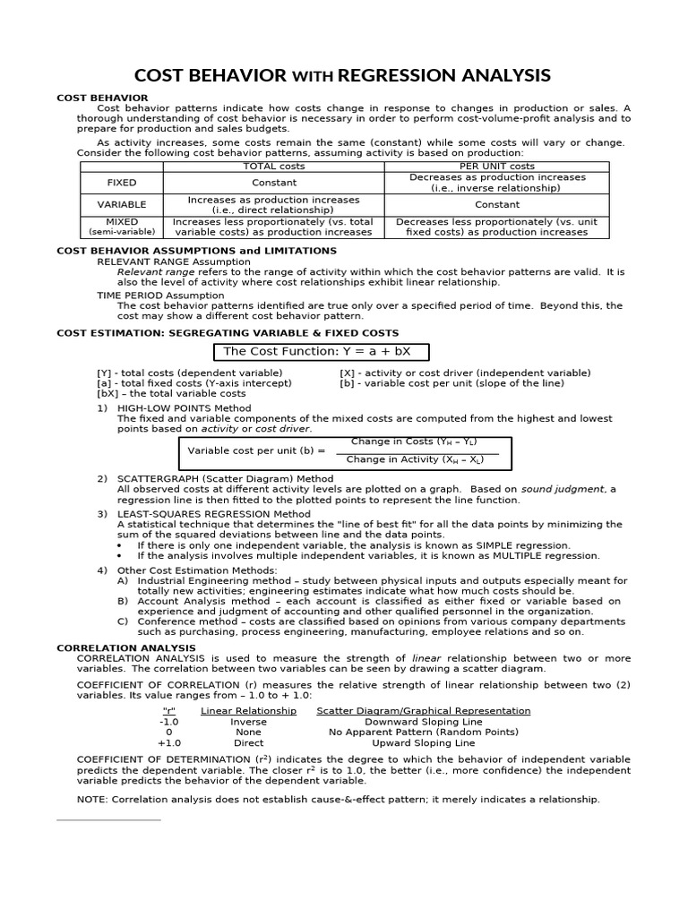 Cost Behavior With Regression Analysis | PDF | Regression Analysis | Linear Regression