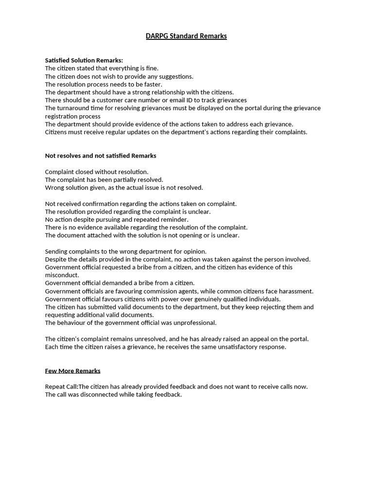 DARPG Remarks | PDF