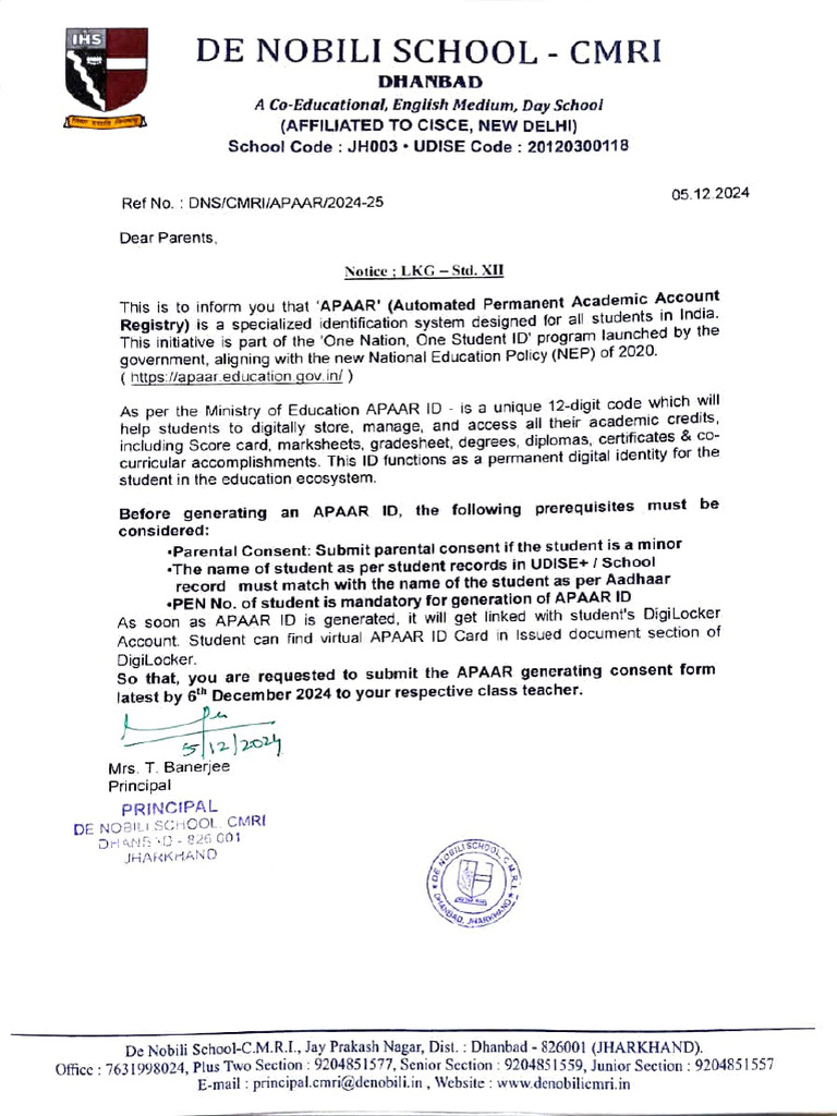 One Nation, One Student ID (APAAR) | PDF | Identity Document ...