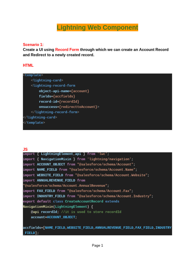 Lwc Scenarios Pdf Xml Schema Html
