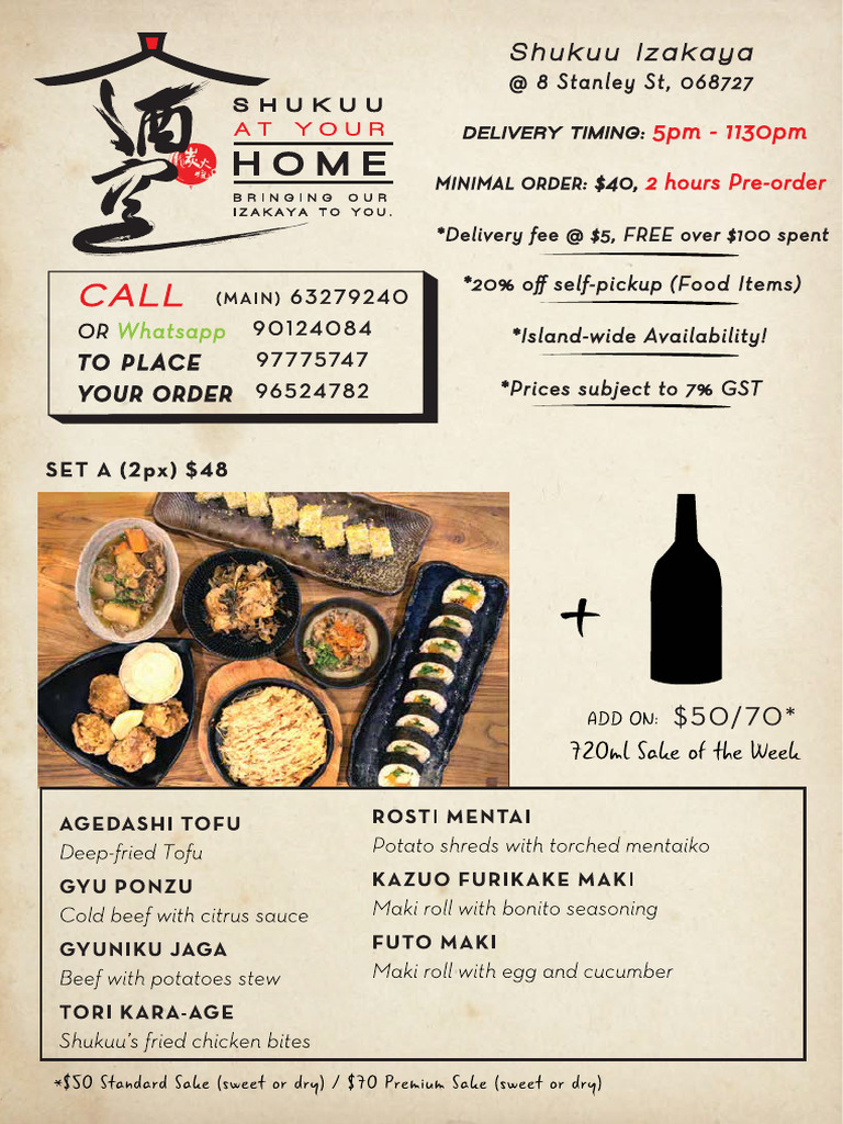 Shukuu Delivery Menu | PDF