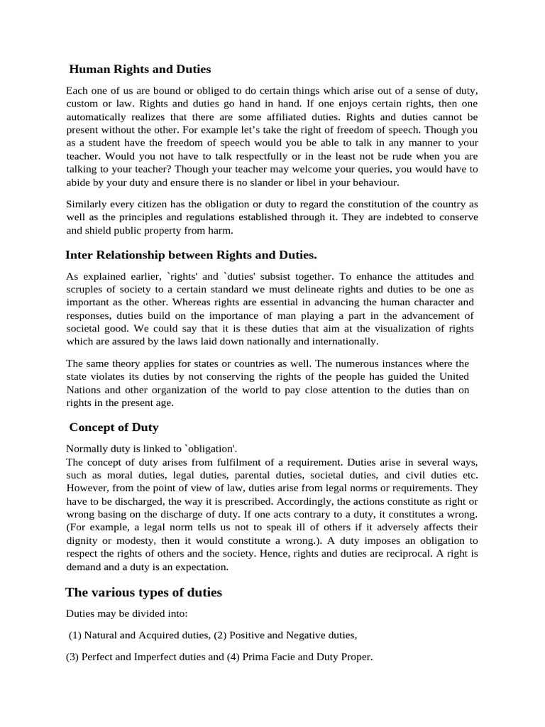 Interconnection of Human Rights and Duties | PDF | Rights | Justice