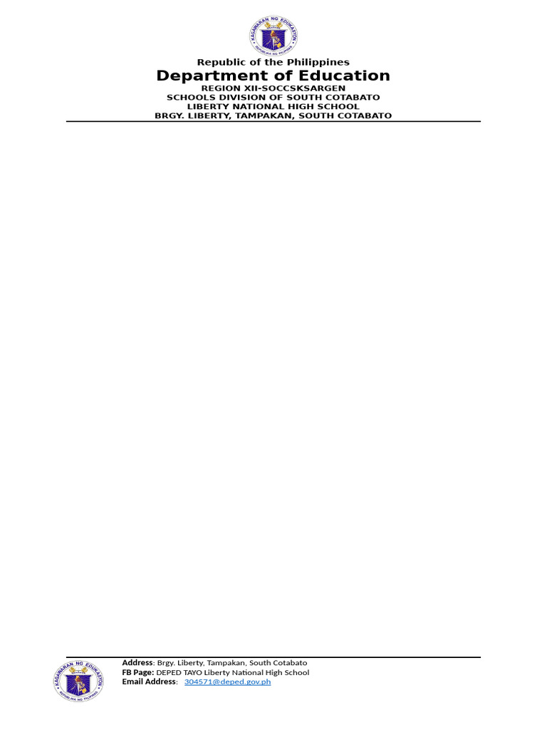 Header-And-Footer of Liberty National High School | PDF
