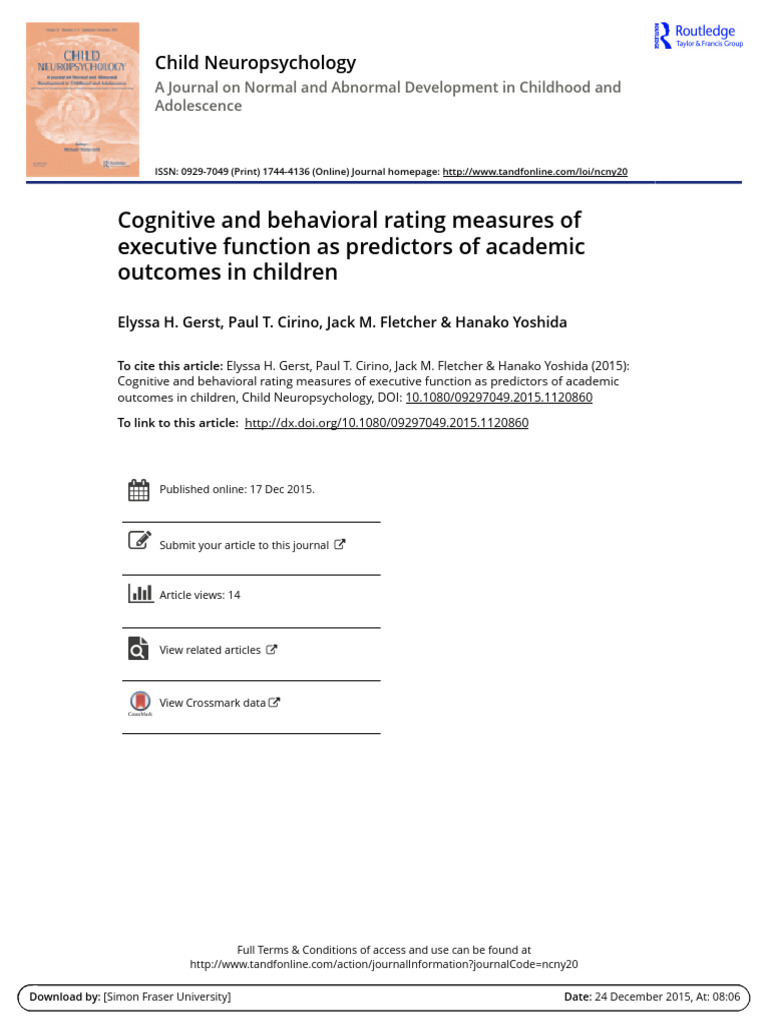 Gerst 2015 | PDF | Working Memory | Executive Functions