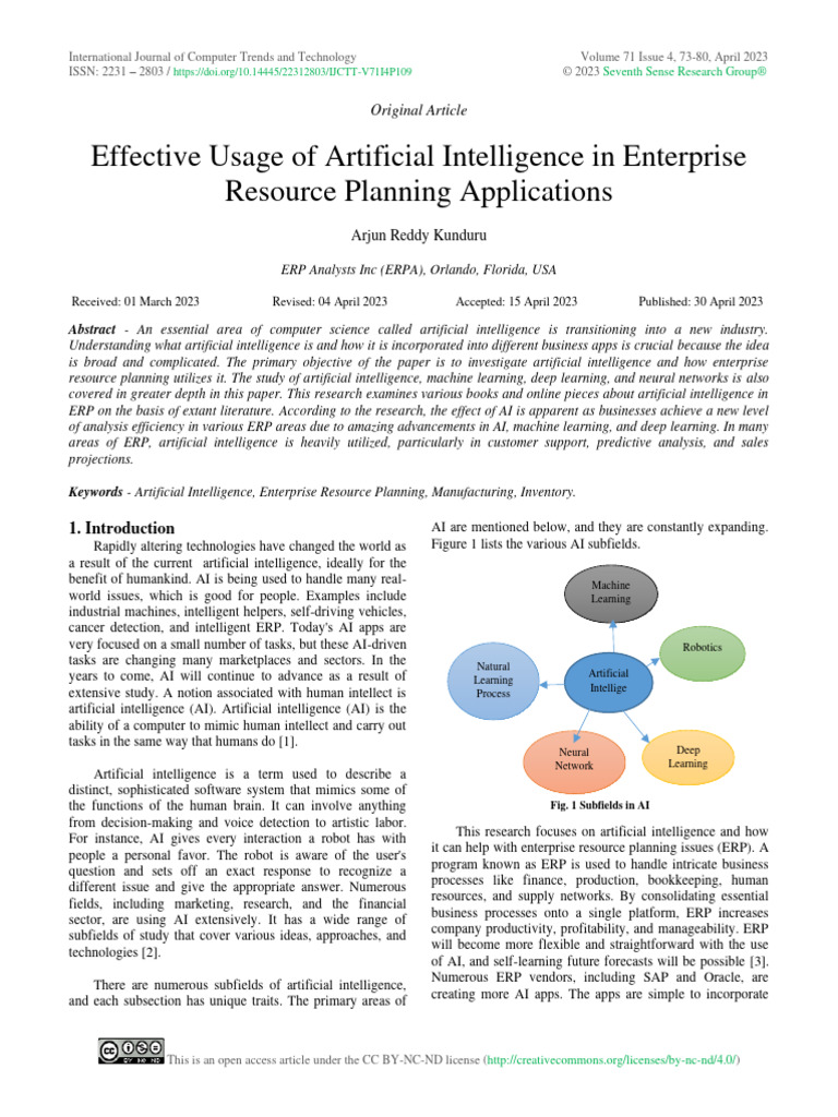 AI in Enterprise Resource Planning | PDF | Artificial Intelligence ...