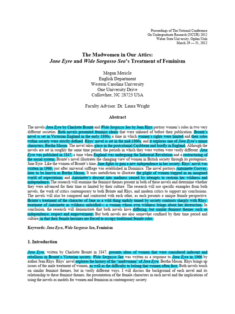 Exploration of Feminist Theme For English SBA | PDF | Jane Eyre