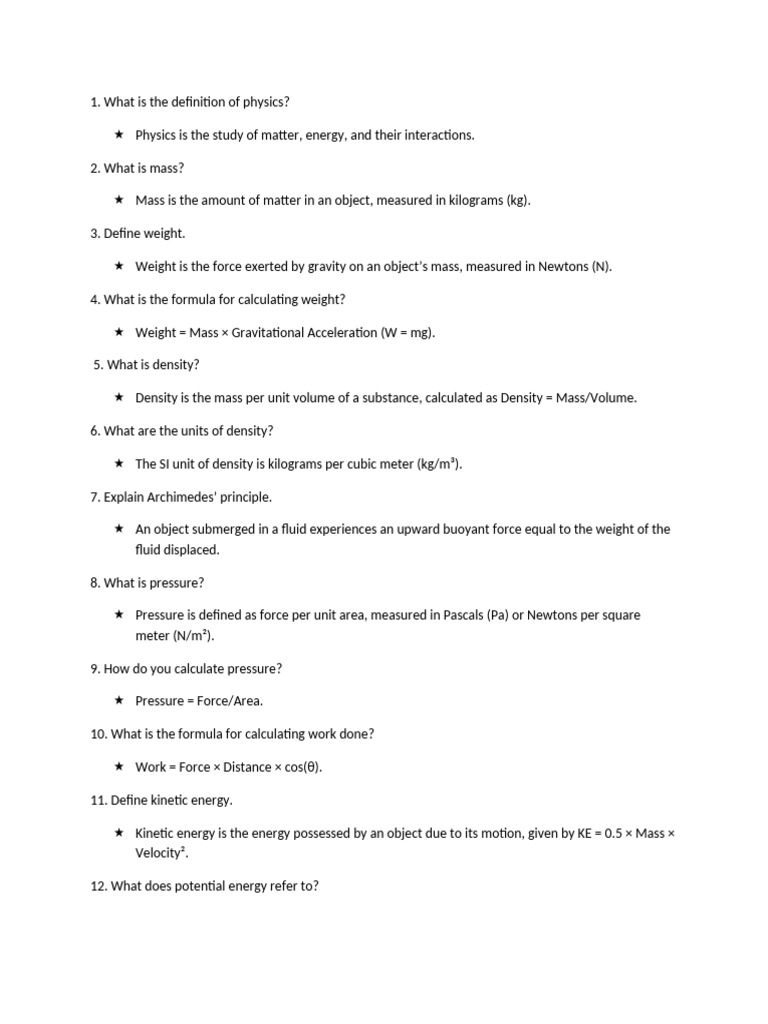 PHYSICS 1-4 | PDF | Force | Weight