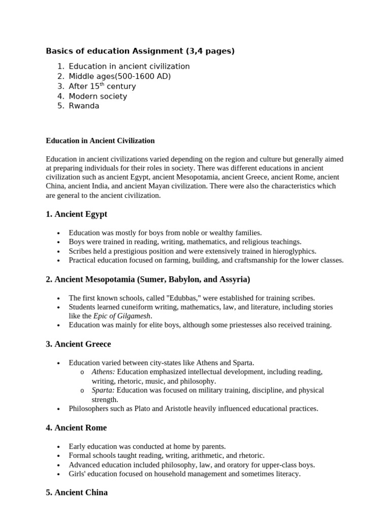 Basics of Education Assignment | PDF | Renaissance | University