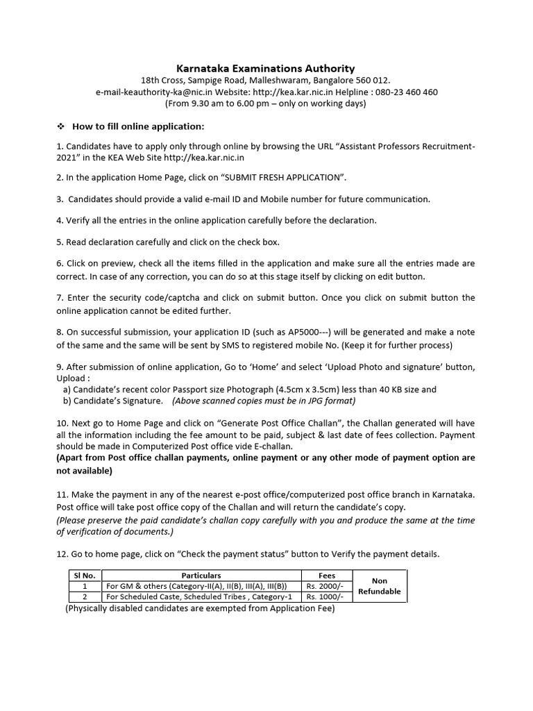 Application Guid Lines GFGCkannada Jut | PDF