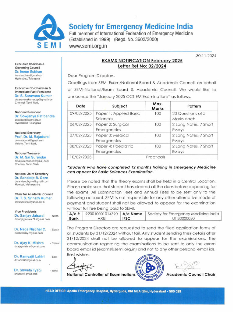 CCT EM Exam Notification Nov 2024 | PDF