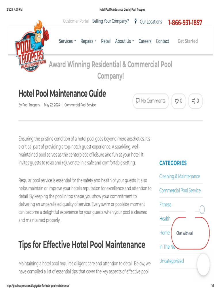 Hotel Pool Maintenance Guide - Pool Troopers | PDF