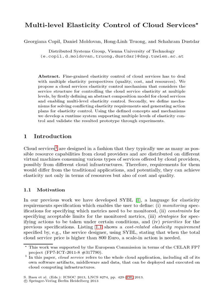 ICSOC2013 Elasticity Control Short | PDF | Cloud Computing | Scalability