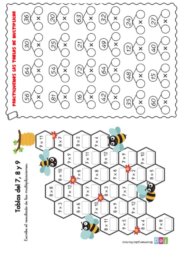 REFUERZO TABLAS DE MULTIPLICAR | PDF