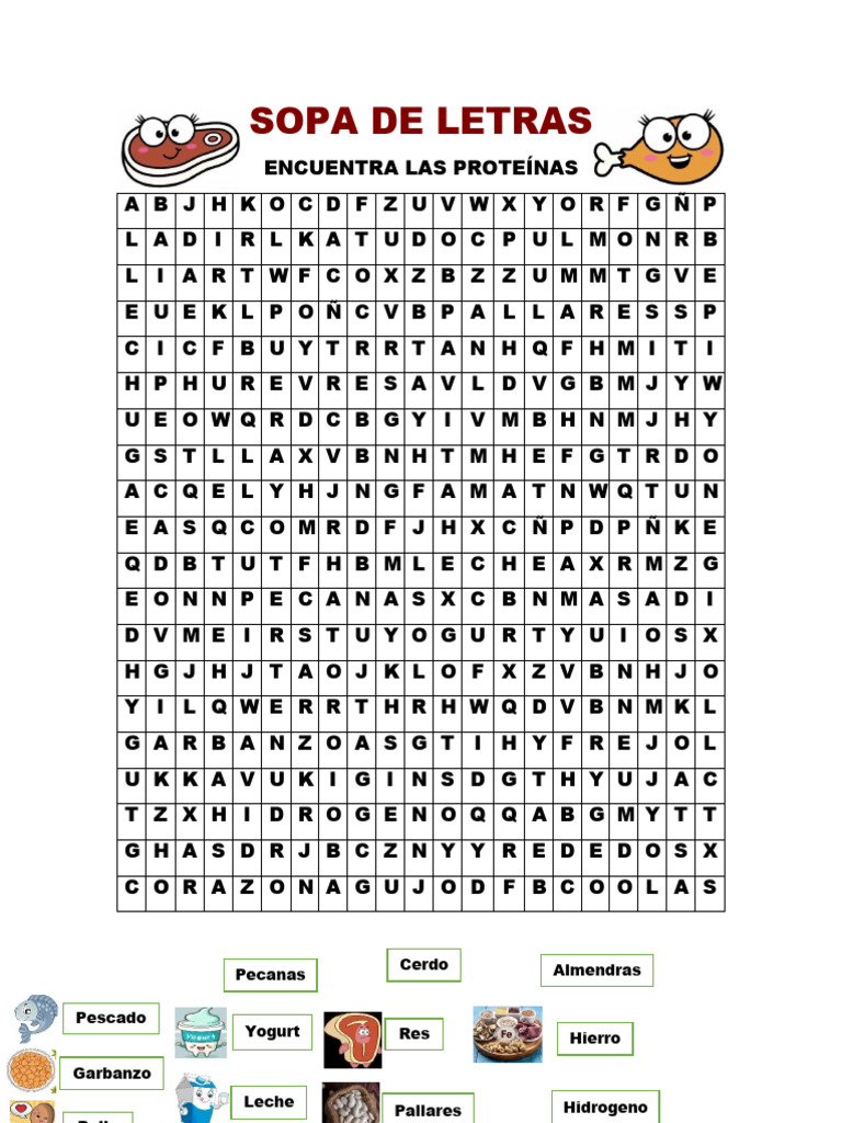 Encuentra Proteínas en la Sopa de Letras | PDF