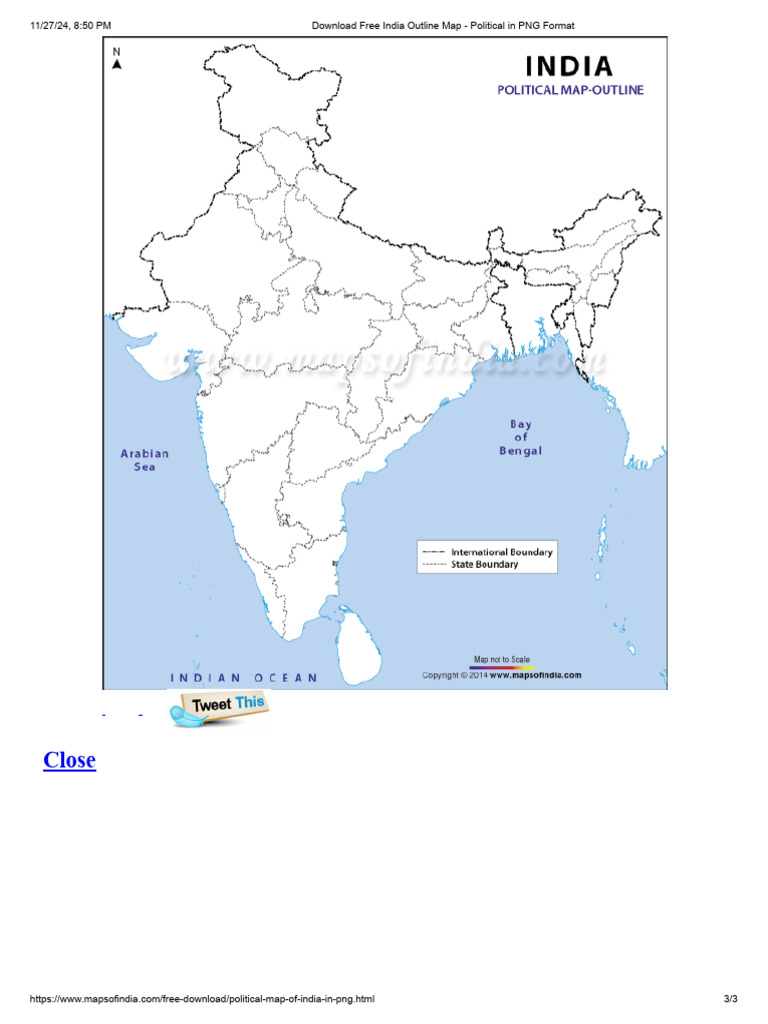 India Outline Map - Political | PDF