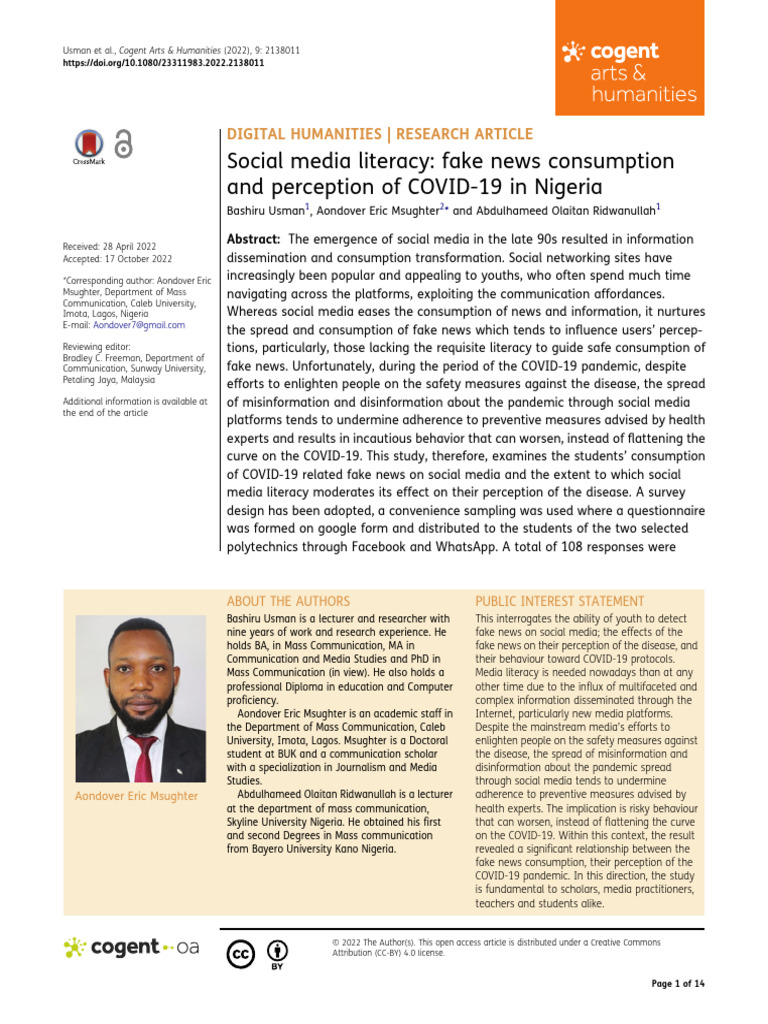 Social Media Literacy Fake News Consumption and Pe | PDF | Social Media ...