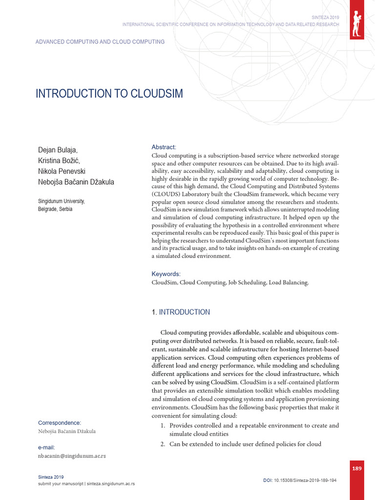INTRODUCTION TO CLOUDSIM | PDF | Cloud Computing | Virtual Machine