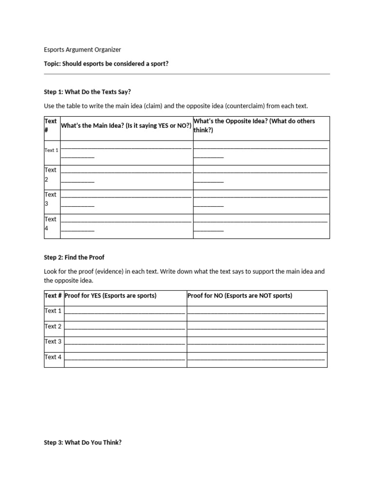 Esports Argument Organizer | PDF | Paragraph