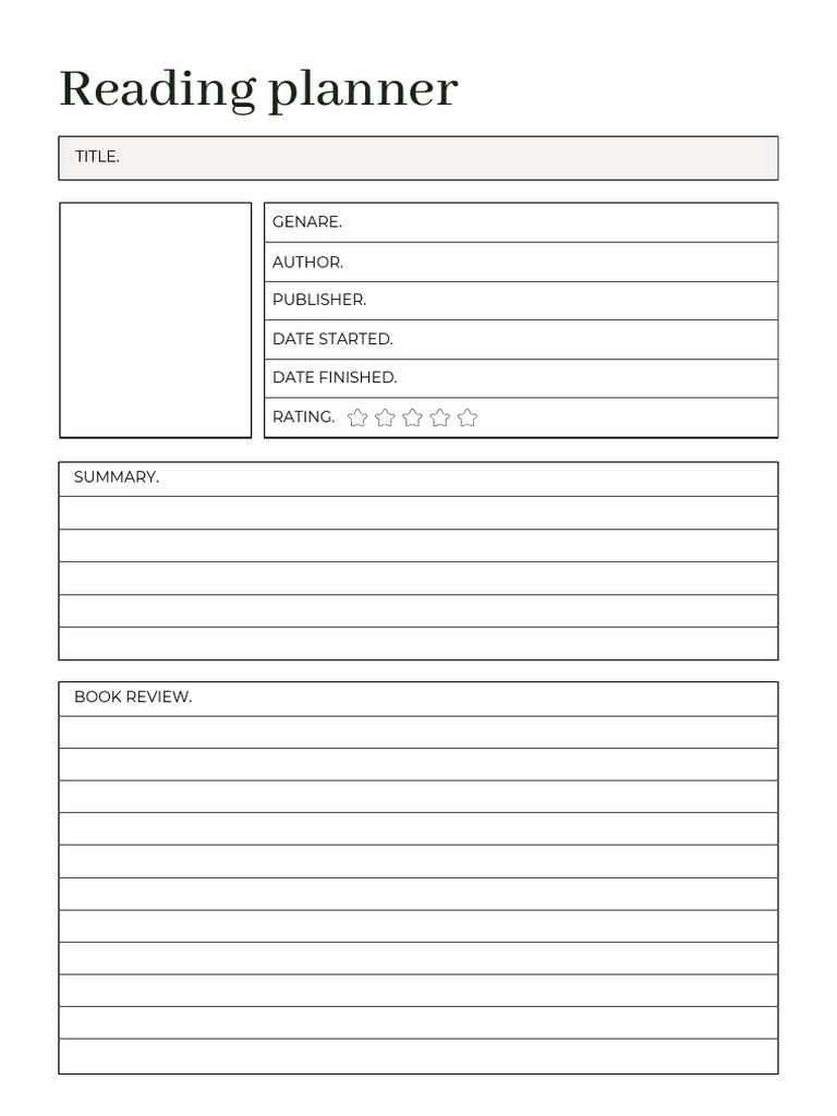 White Simple and Minimal Reading Planner PDF | PDF