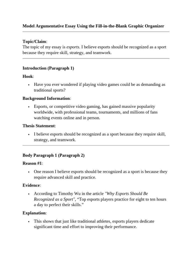Esports: A Case for Recognition as Sport | PDF | Essays | Reason