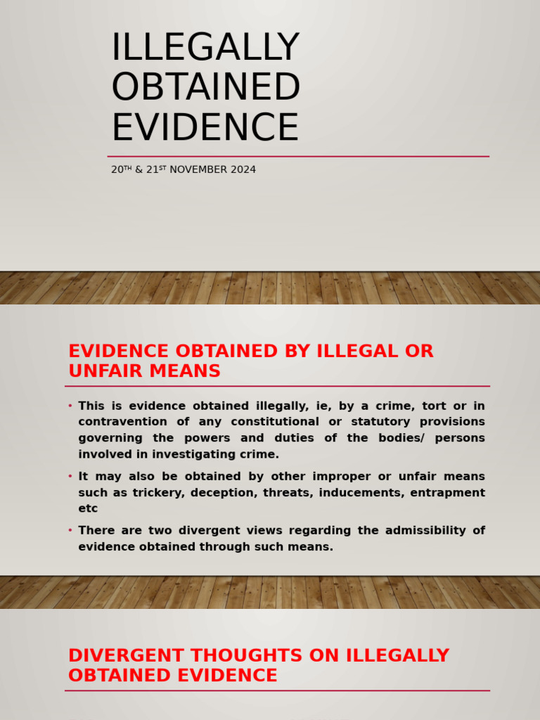 Illegally Obtained Evidence | PDF | Evidence | Trials