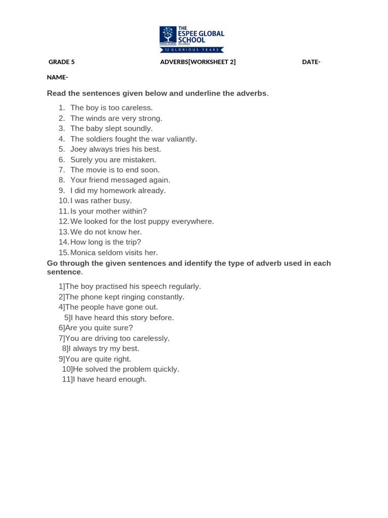 GRADE 5ADVERBS2 | PDF