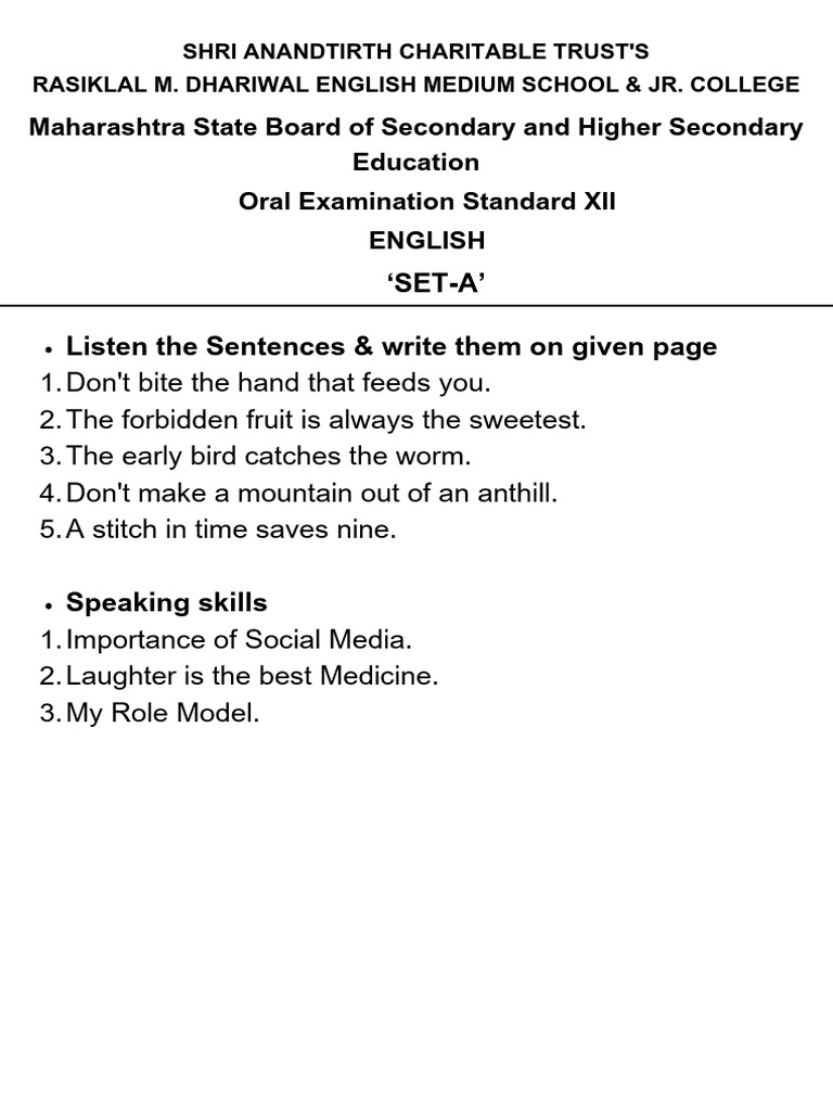 Listen The Sentences & Write Them On Given Page | PDF
