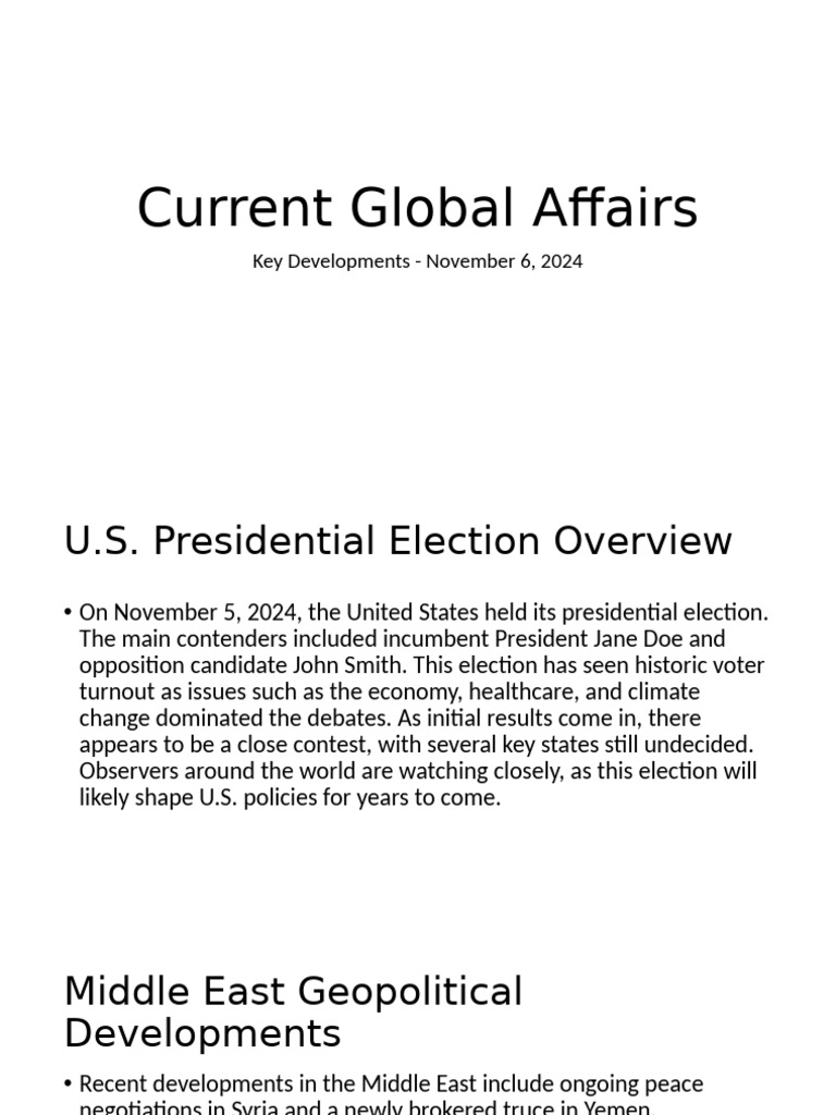 Current Global Affairs | PDF