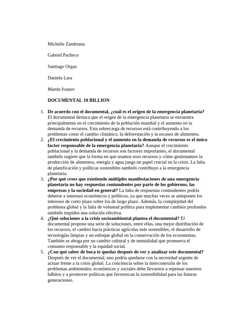 Documental 10 Billion | PDF