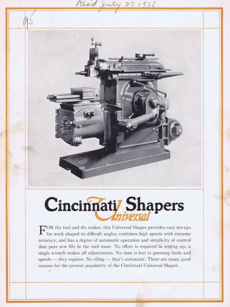 Cincinnati Universal Shapers | PDF