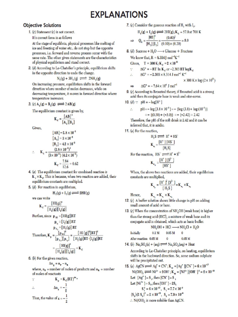 Equilibrium - ANSWERS | PDF