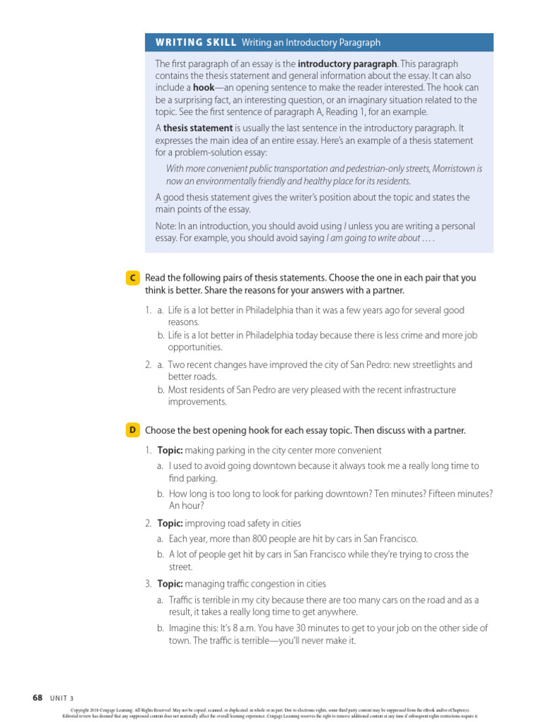 Introduction - Hook Thesis Statement | PDF | Essays | Parking