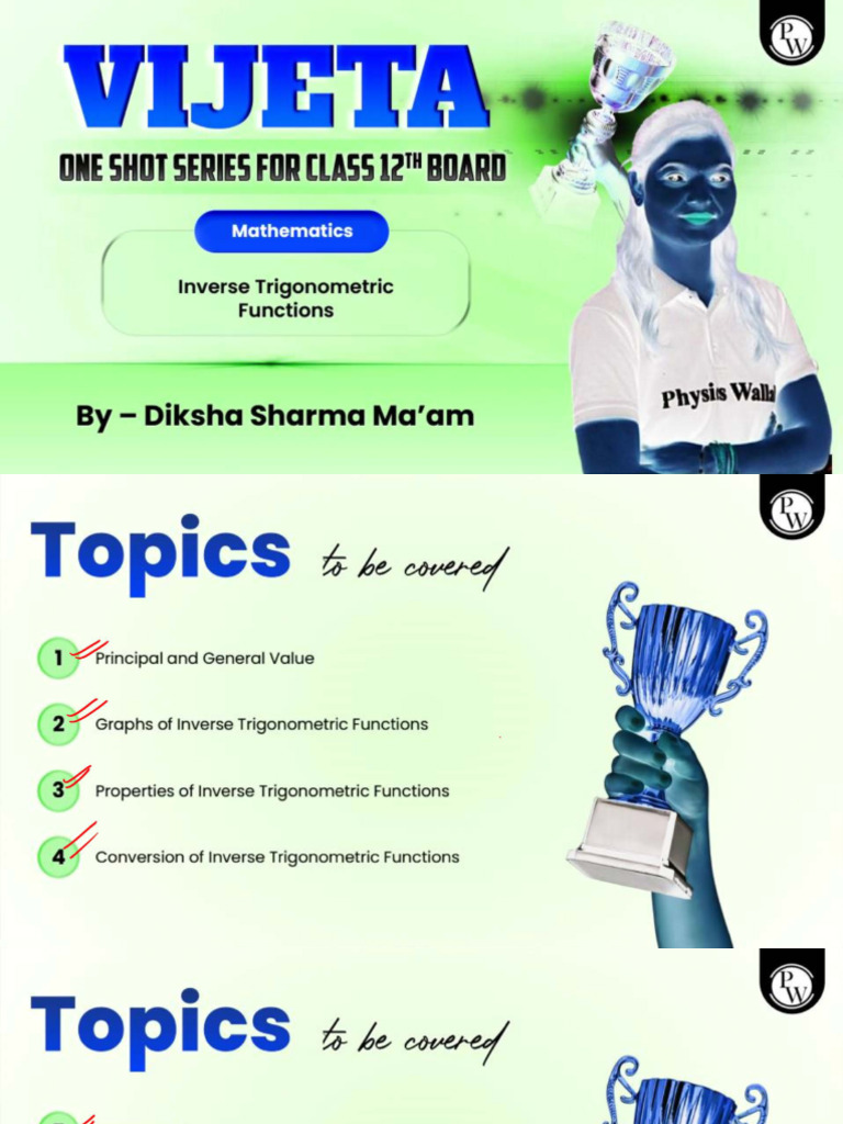 Inverse Trigonometric Functions (ITF) - Class Notes - Vijeta 2025-Merge ...