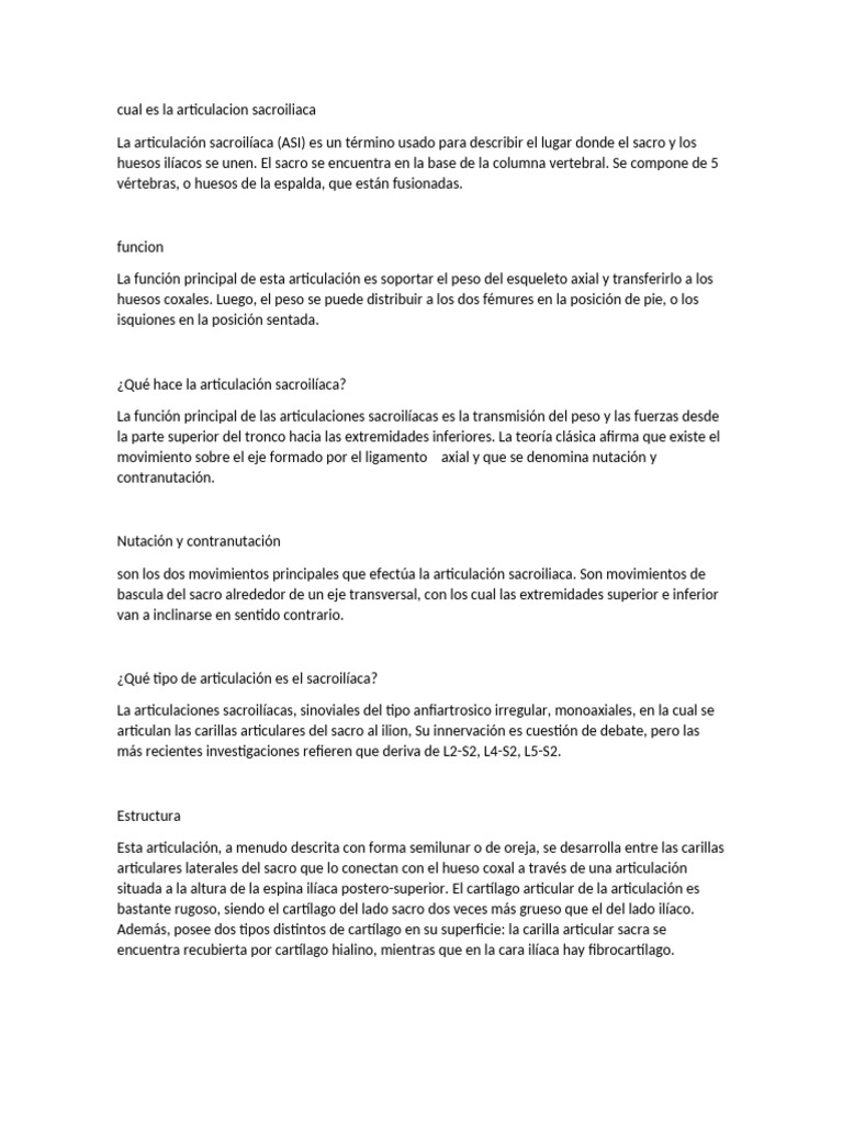 Cual Es La Articulacion Sacroiliaca | PDF | Articulación | Pelvis