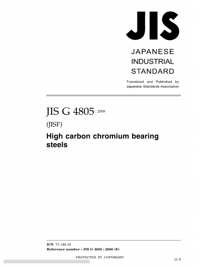JIS G 4805 - 2008 - High Carbon Chromium Bearing Steels | PDF